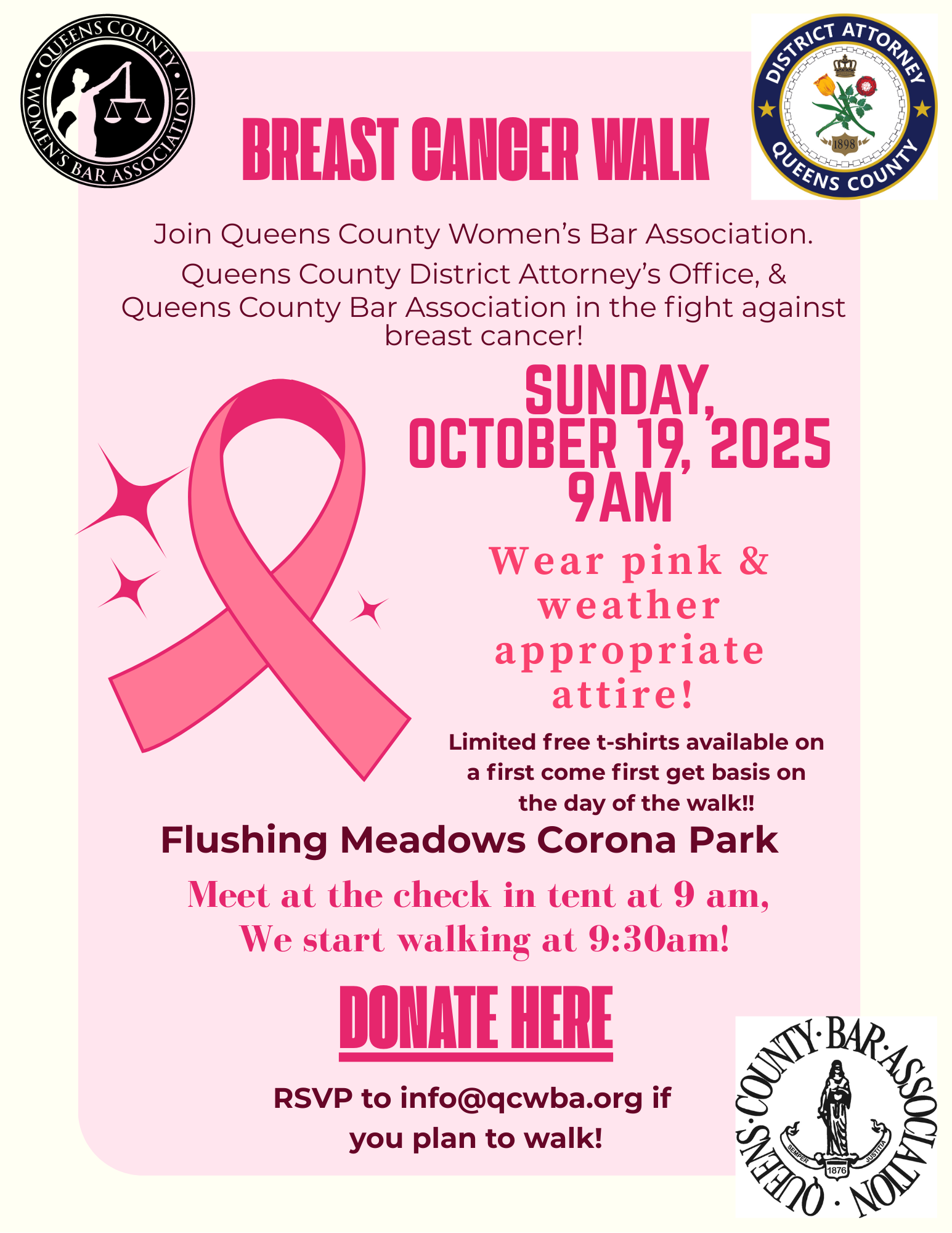 Breast Cancer Walk - 2025 - Queens County Women's Bar Association
