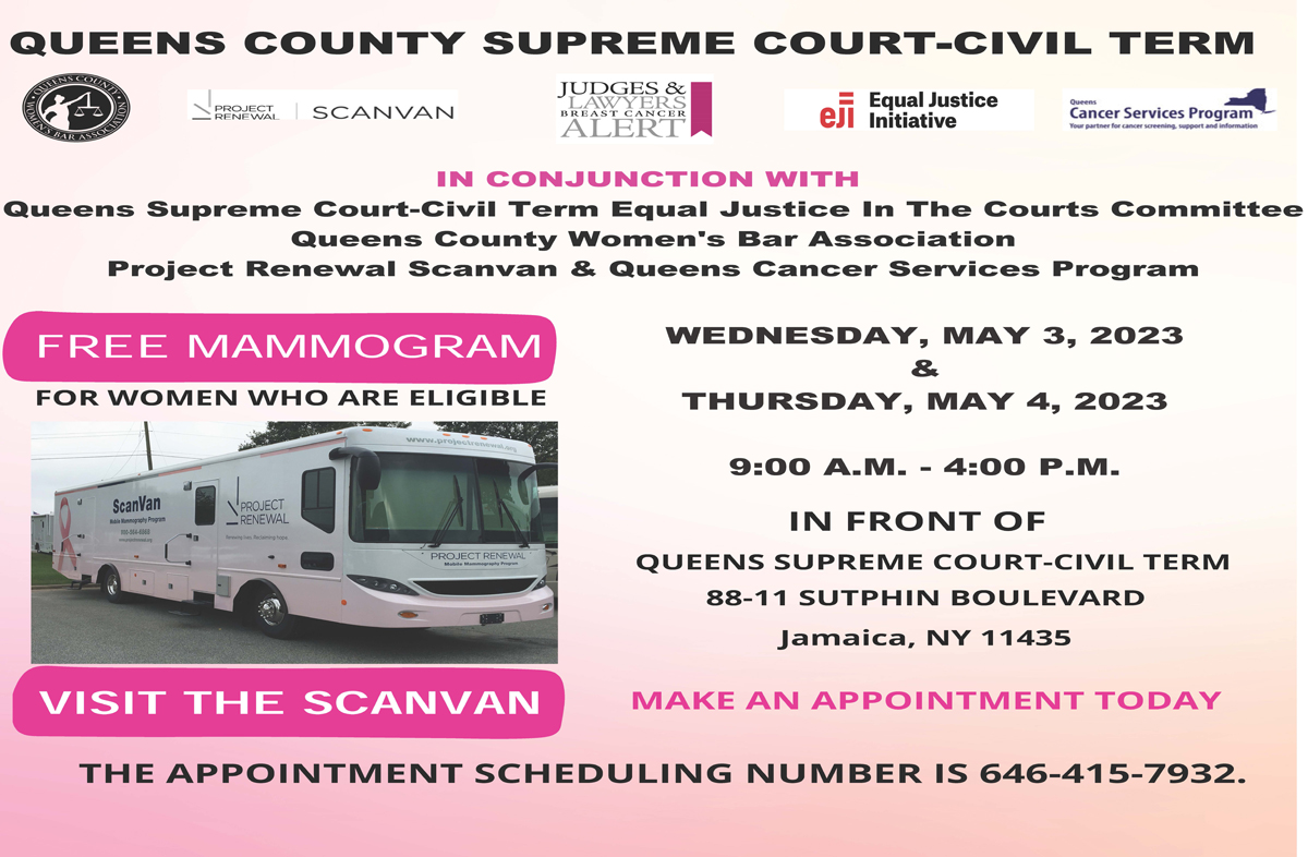 Scan Van: Free Mammogram (5/3 and 5/4) - Queens County Women's Bar ...